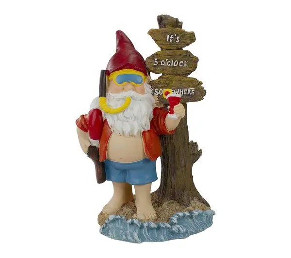 NORTHLIGHT 10.5' Red And Blue Beach Gnome Garde Statue - One-color