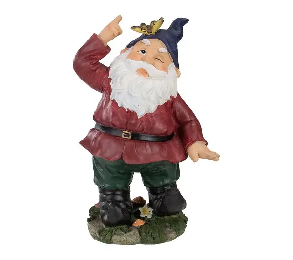 NORTHLIGHT 11.25' Gnome With Butterfly Garden S Atue - One-color