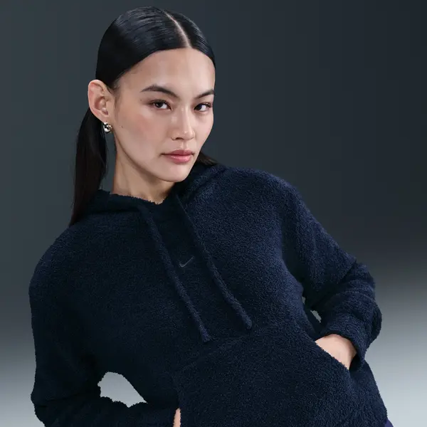 Nike Sportswear Phoenix Cozy Bouclé Loose Knit Hoodie - Blue