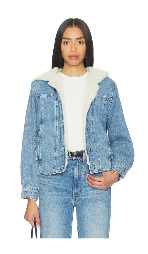 Free People X We The Free Asher Cozy Denim Jacket - Black