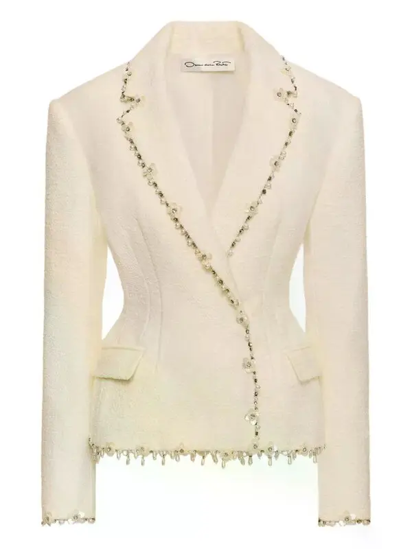 Oscar De La Renta Floral-embellished Jacket - White