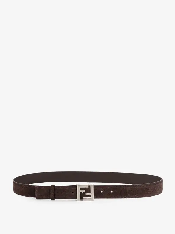 Fendi Squared Ff Suede Belt - Brown