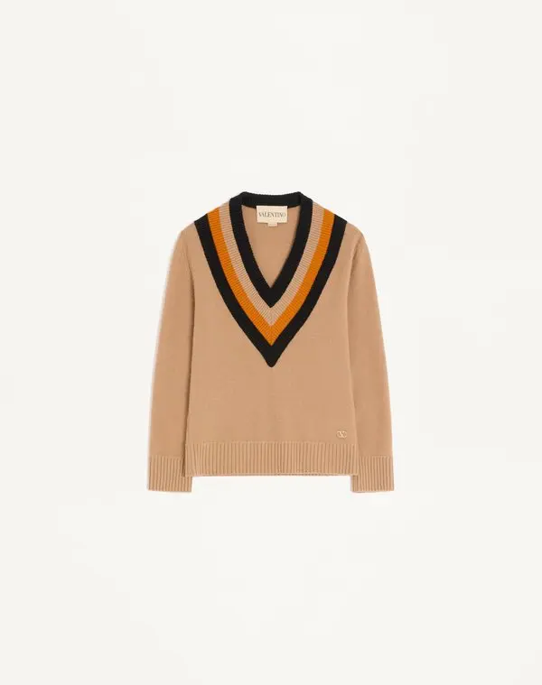 Valentino Garavani Wool Jumper - Camel/black