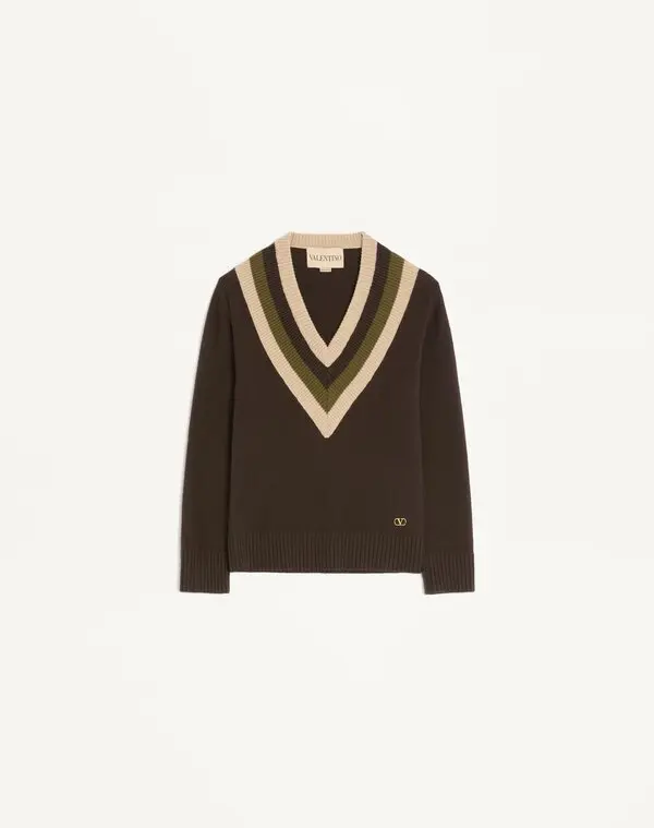 Valentino Garavani Wool Jumper - Dark Fudge/beige