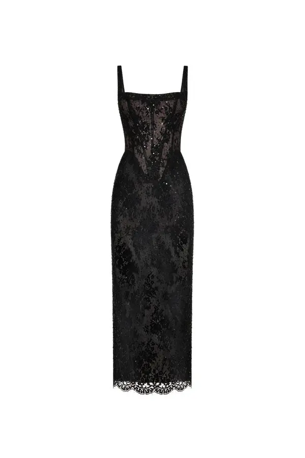 MILLA Lace Sequinned Corset Dress
