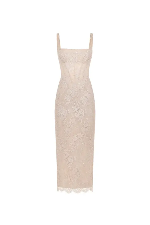 MILLA Sequin Embellished Lace Corset Maxi Dress