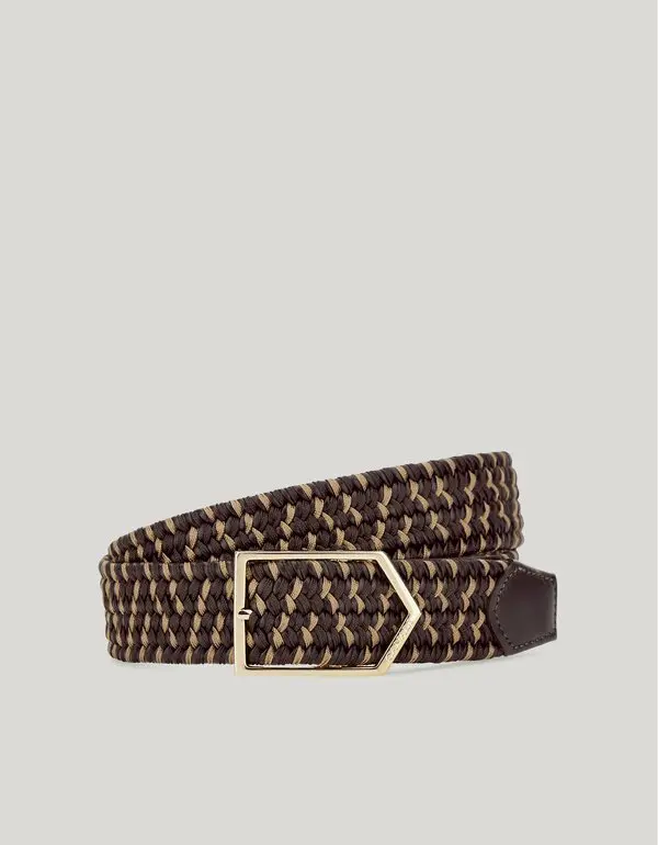 Canali Braided Leather Belt - Brown