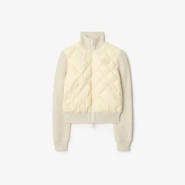 Burberry Check-stitch Nylon And Wool Jacket - Ceramic White