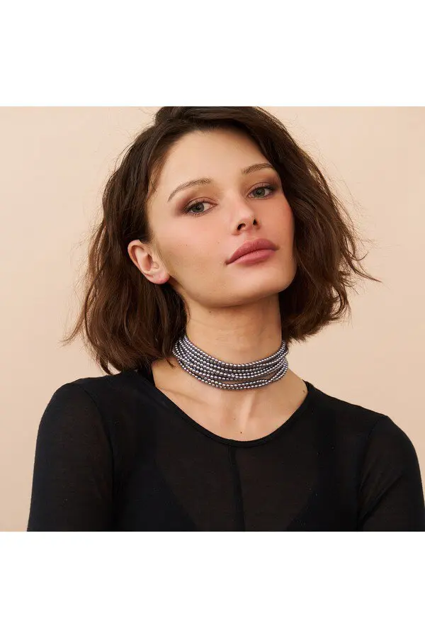 KENNETH JAY LANE Eight Row Pearl Choker Necklace