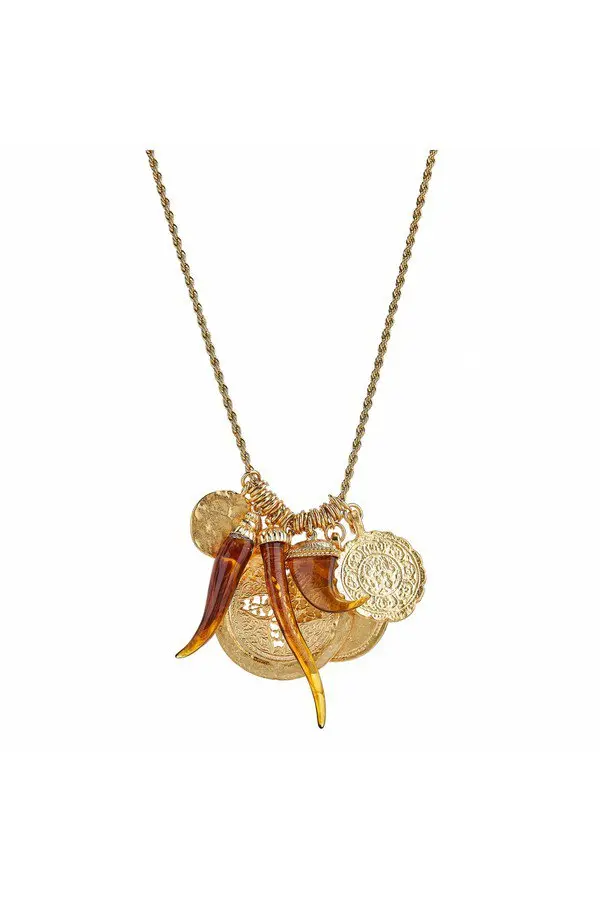 KENNETH JAY LANE Tortoise Charms Necklace - Gold