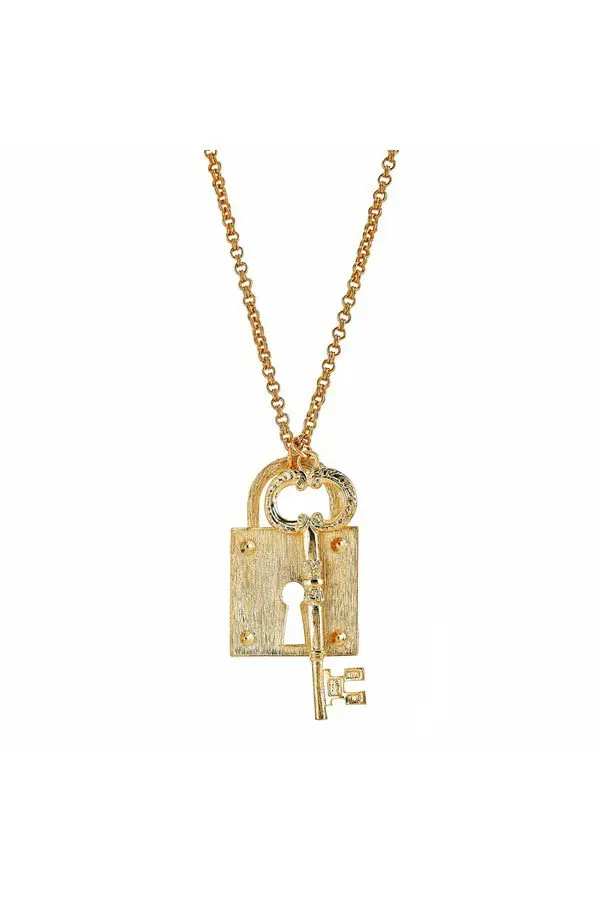 KENNETH JAY LANE Key & Lock Pendant Necklace - Gold