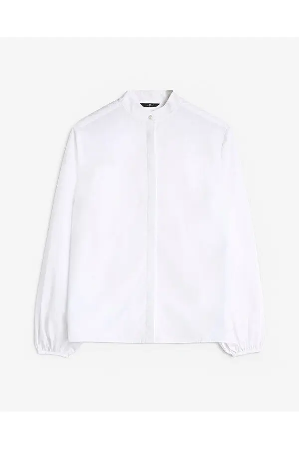 7 For All Mankind Poplin Balloon Sleeve Shirt - White
