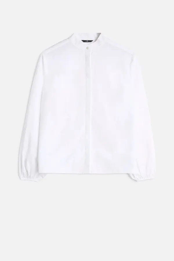 7 For All Mankind Poplin Balloon Sleeve Shirt - White