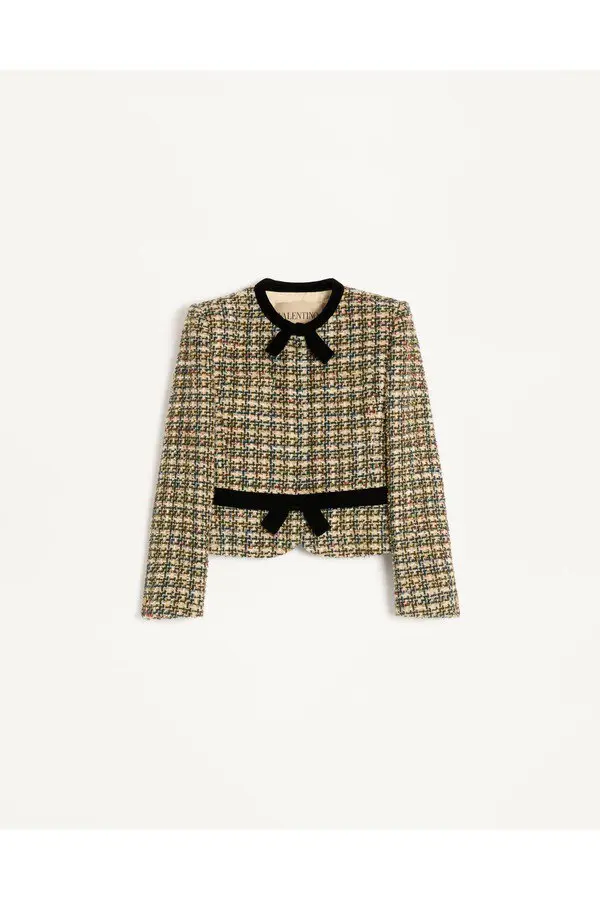 Valentino Garavani Tweed Jacket With Velvet Details - Multicolor