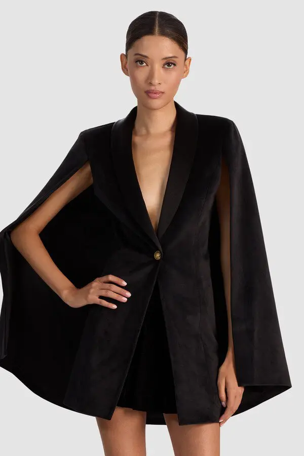 Alice + Olivia Esther Velvet Cape Blazer