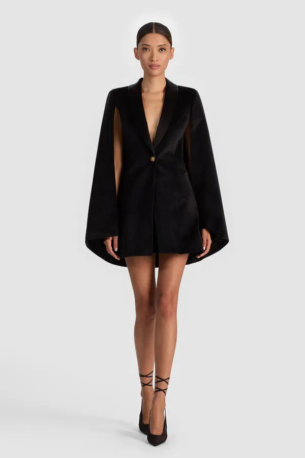 Alice + Olivia Esther Velvet Cape Blazer