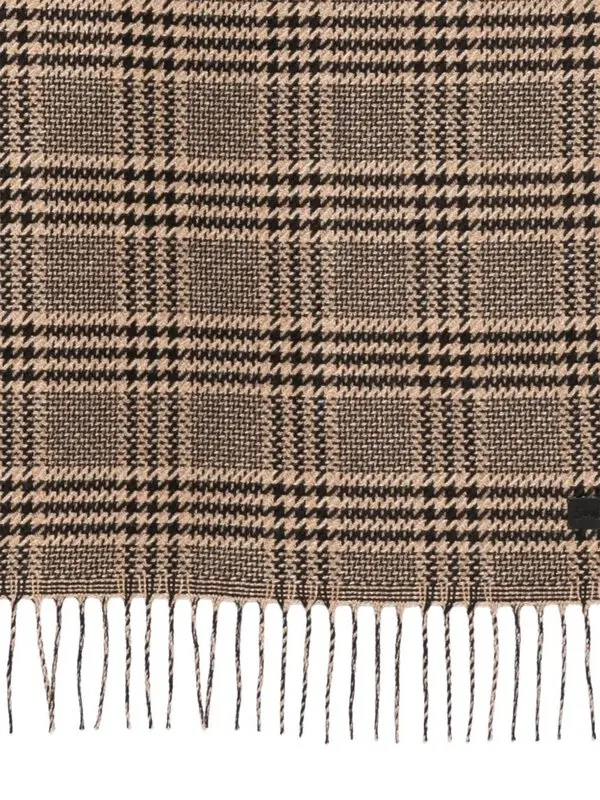 Saint Laurent Prince Of Wales Pattern Silk Scarf - Black