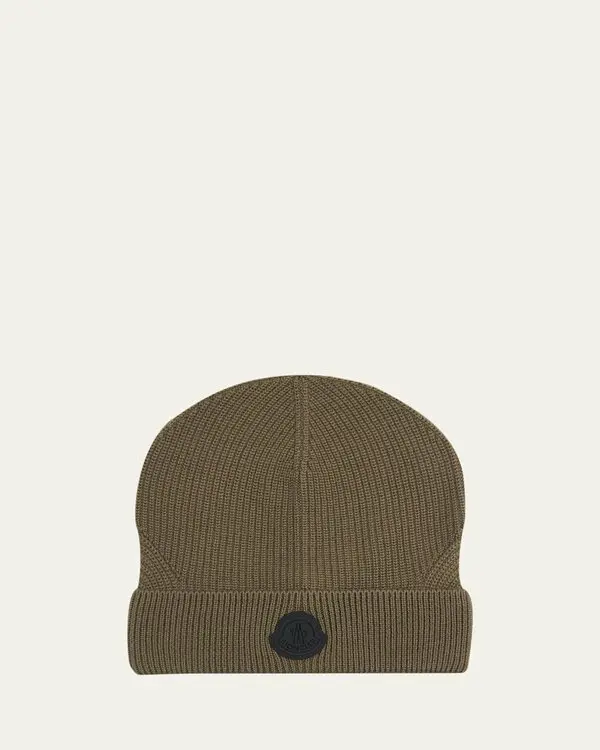 Moncler Wool Beanie With Logo - Green