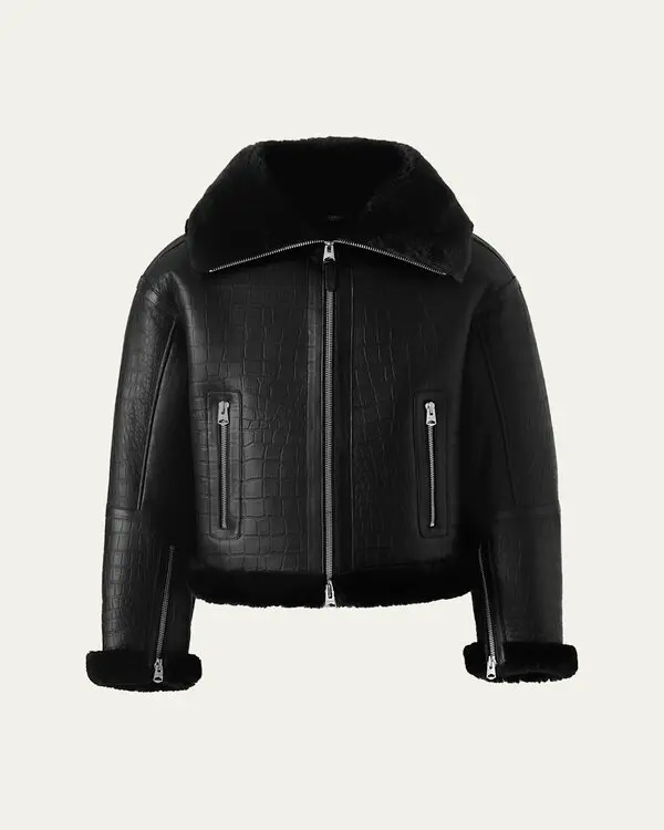 Mackage Memphis Croc-effect Shearling Jacket