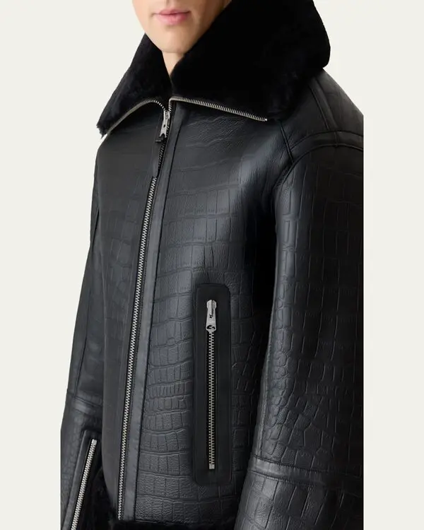 Mackage Memphis Croc-effect Shearling Jacket