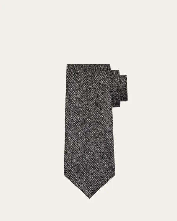 Brioni Pied De Poule Wool Neck Tie - Gray