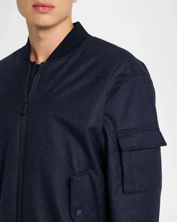 KNT Zip-front Bomber Jacket - Navy