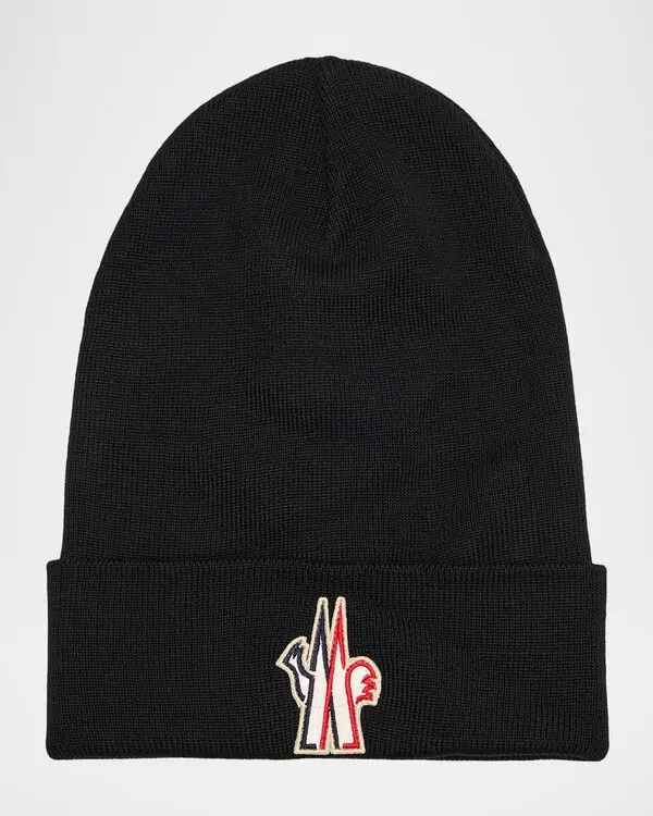 Moncler Wool Logo-patch Beanie - Black