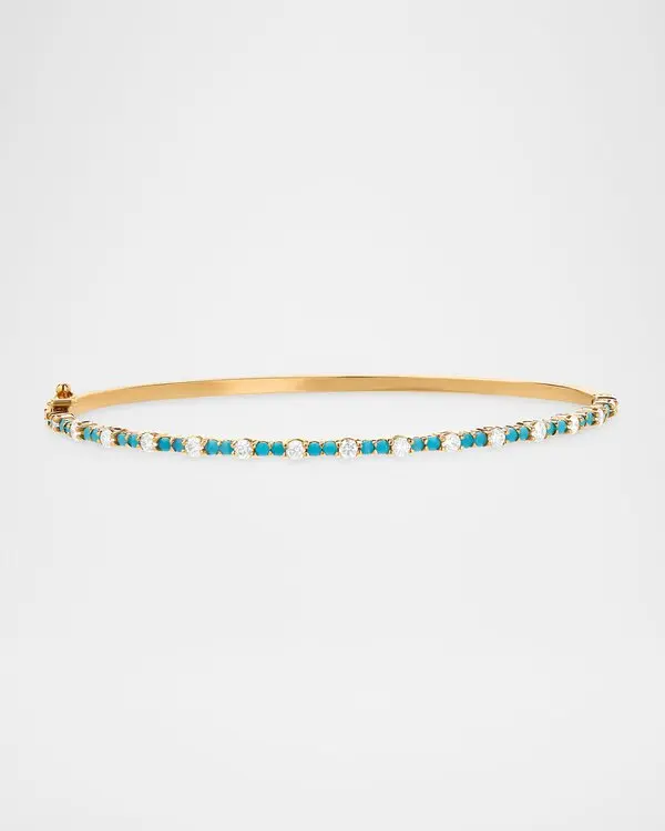 Lana Jewelry 14k Turquoise And Diamond Bangle