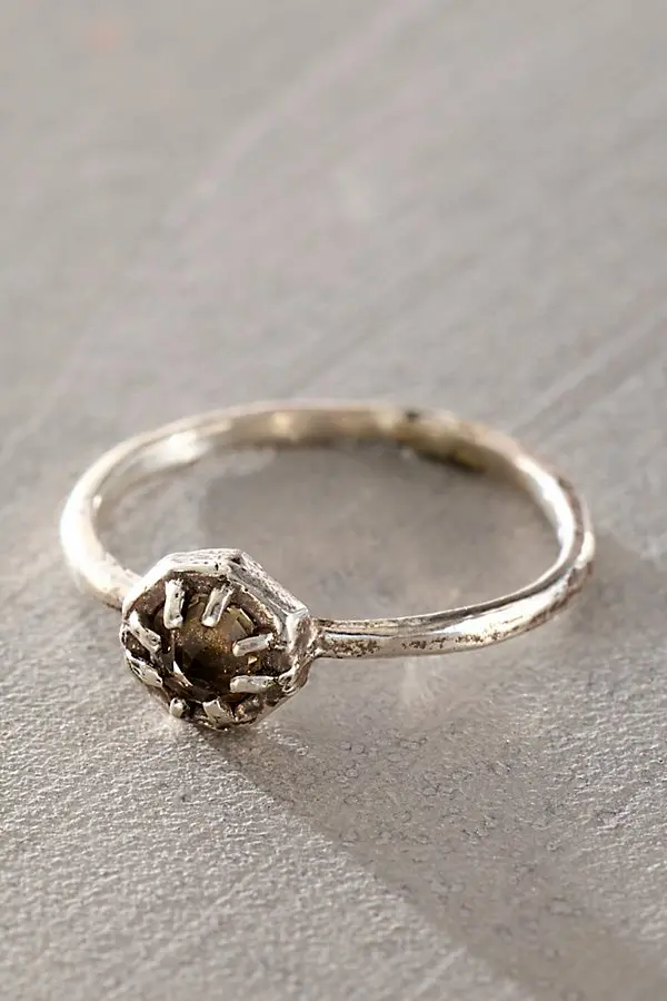 LAUREN WOLF Silver & Champagne Quartz Ring