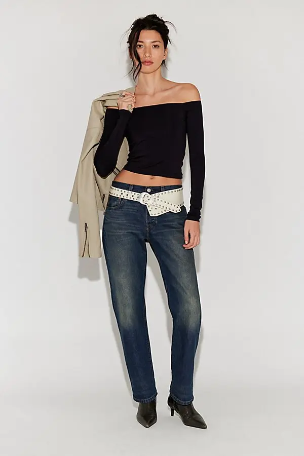 Free People Round Two Off-the-shoulder Top - Black