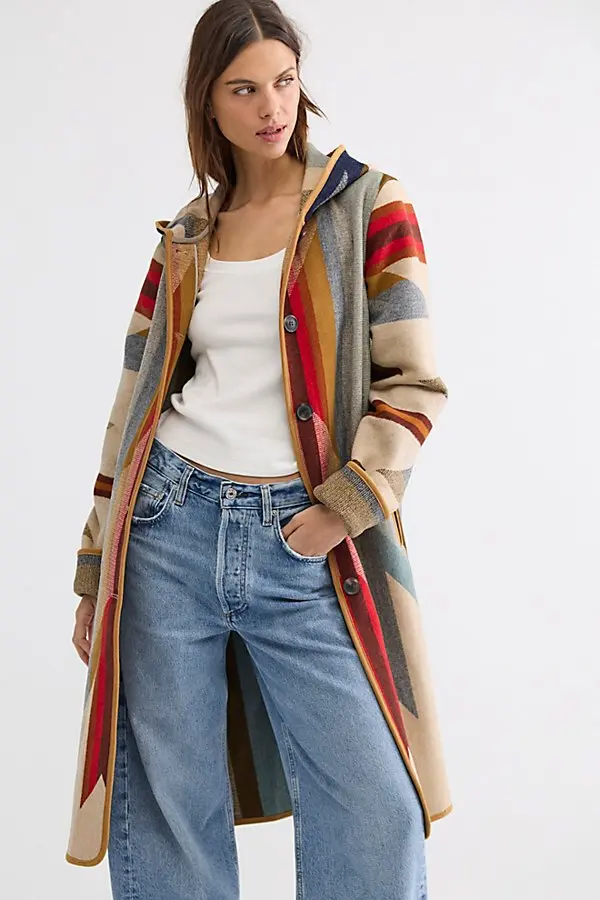 Pendleton Hooded Jacquard Coat