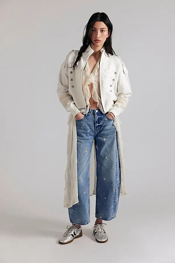 DRIFTWOOD Elaine Embroidered Barrel Jeans - Gilded Garden