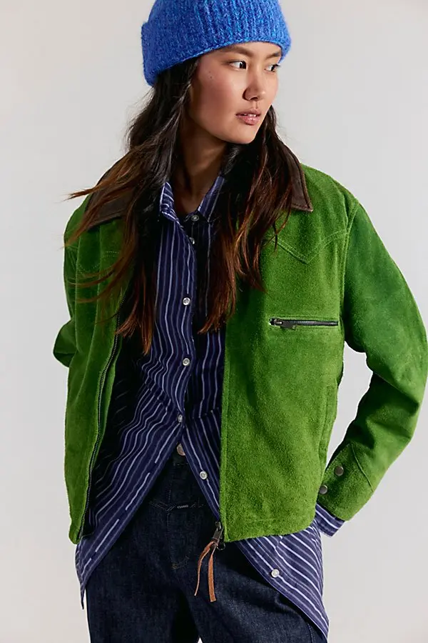 FOUND Suede Western Barn Jacket - Hunter Green
