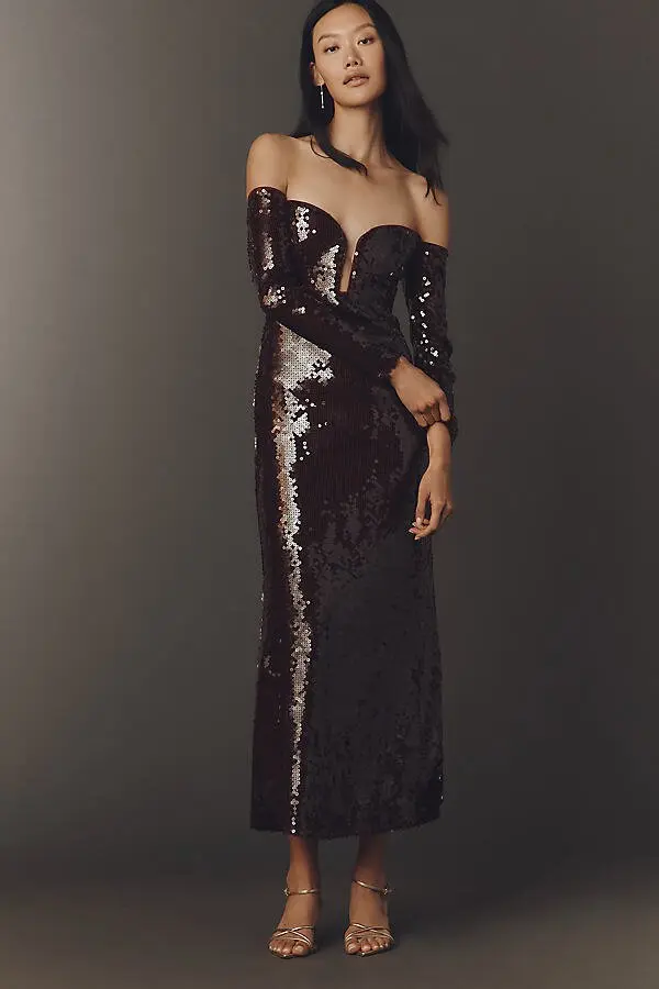 Bardot Emmele Off-shoulder Sequin Maxi Dress