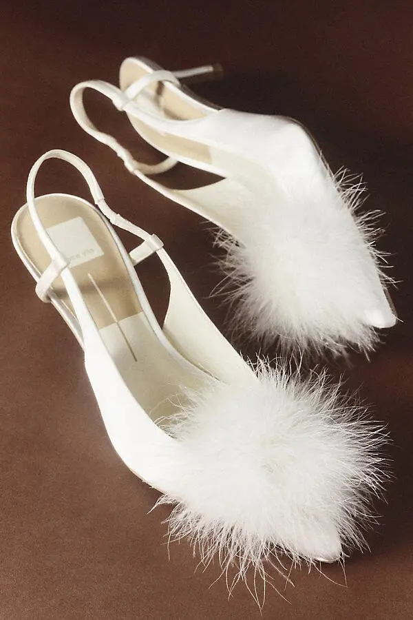 Dolce Vita Kamy Faux Fur Slingback Heels - True White