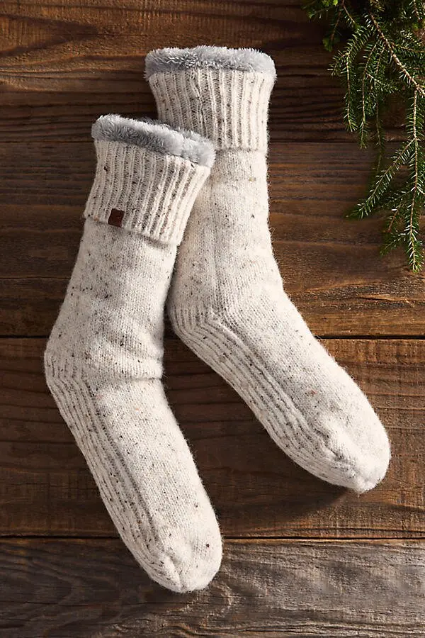 TERRAIN Speckle Faux Fur Lined Socks - Cream