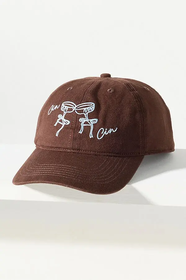 Anthropologie Holiday Icon Baseball Cap - Brown Cin Cin