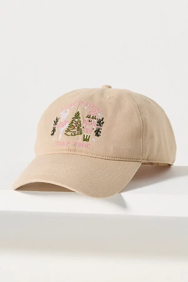 Anthropologie Holiday Icon Baseball Cap - Khaki More Nutty Than Nice