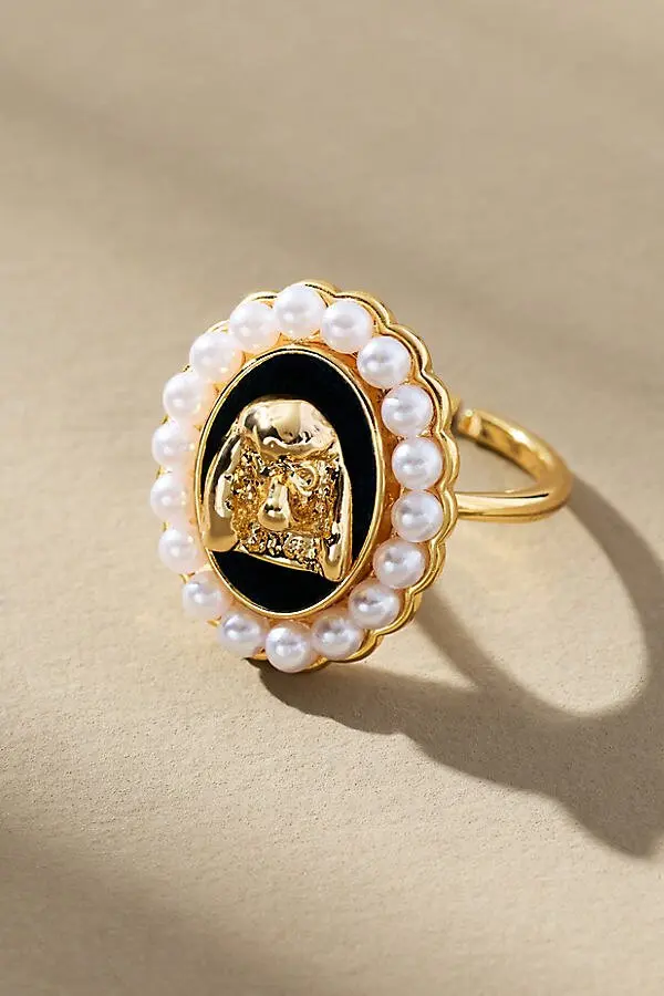 Anthropologie Dog Cameo Cocktail Ring - Poodle