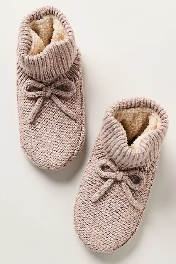 BOMBAS Gripper Bootie Slippers - Soft Taupe Heather