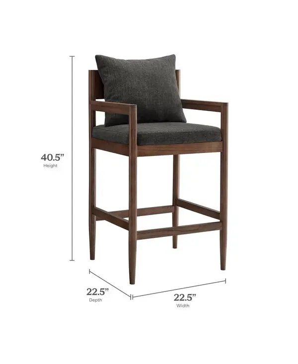 MODWAY Remington Wood Bar Stool - Charcoal