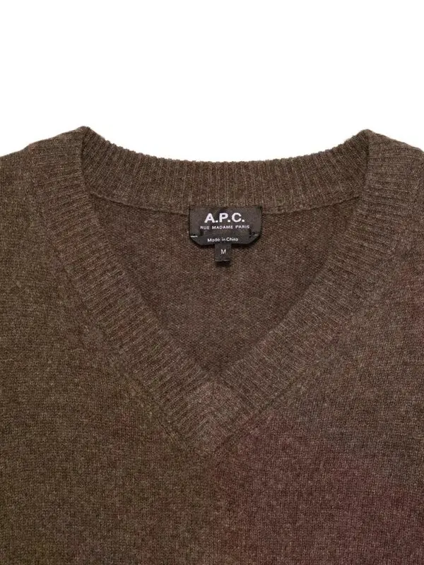 A.p.c. V-neck Long Sleeve Sweater - Brown