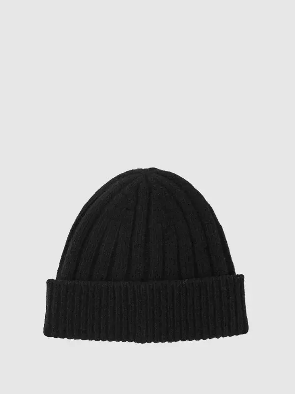 REISS Edgeley Wool-blend Chunky Rib-knit Beanie - Black