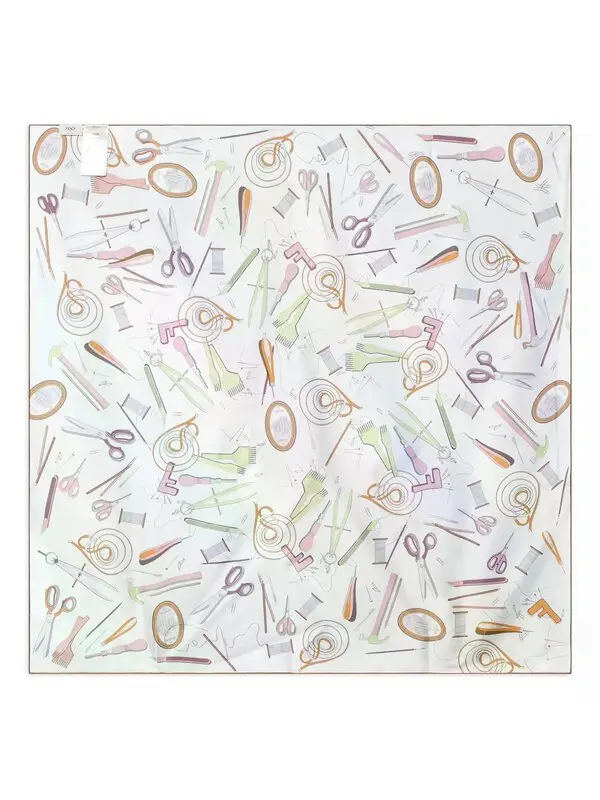 Fendi Tools-print Scarf - White