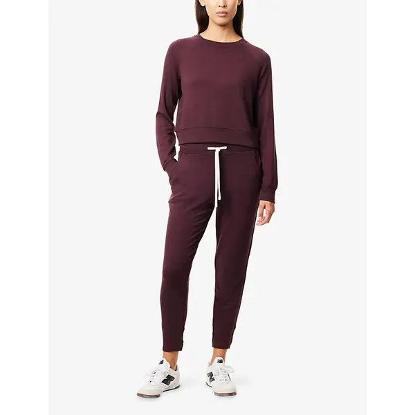 Splits59 Reena Fleece 7/8 Stretch-modal Jogging Bottoms - Dark Cherry