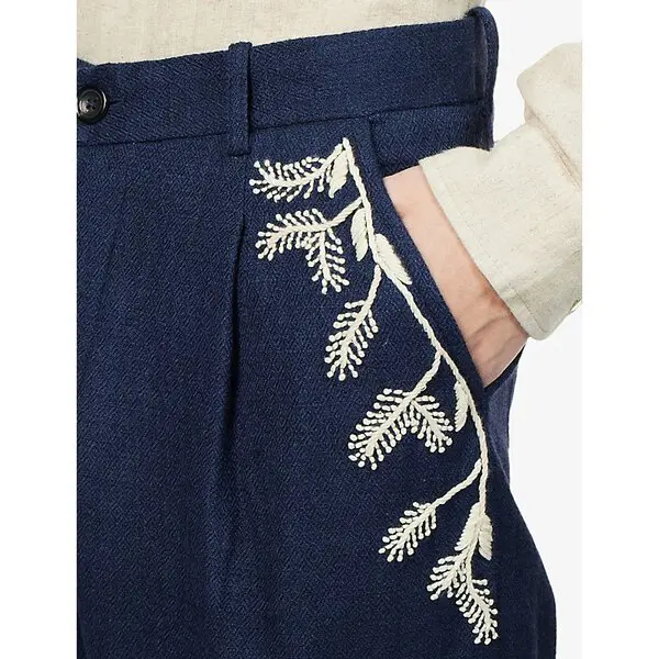 KARTIK RESEARCH Pleat Embroidered Wool Trousers