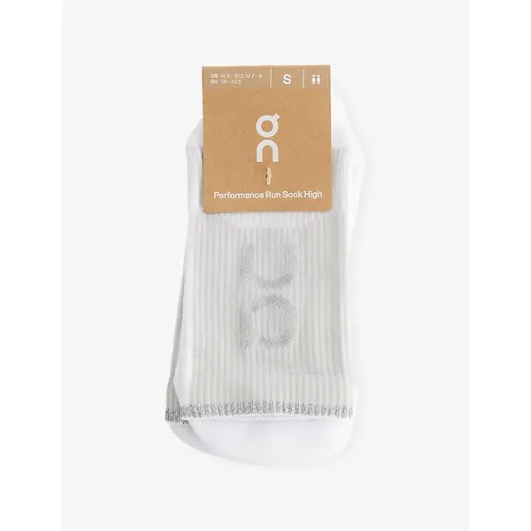 On Performance Run Ribbed Stretch-woven Socks - White/glacier