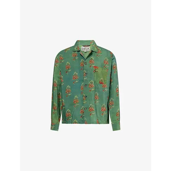 KARTIK RESEARCH Floral-print Silk Shirt - Emerald/red