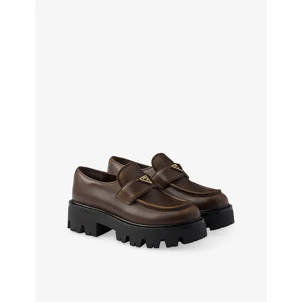 Prada Brand-plaque Leather Loafers