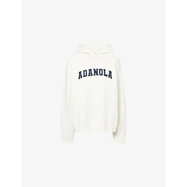ADANOLA Varsity Oversized Knit Cotton And Wool-blend Hoody - Cream/navy
